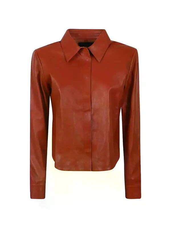 Stouls The Alba Lambskin Leather Shirt - Red