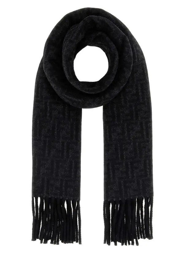 Fendi Black Wool And Cashmere Reversible Scarf - Multicolor