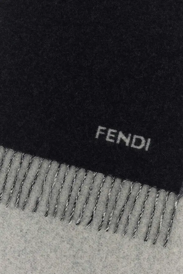 Fendi Navy Cashmere Scarf - Blue