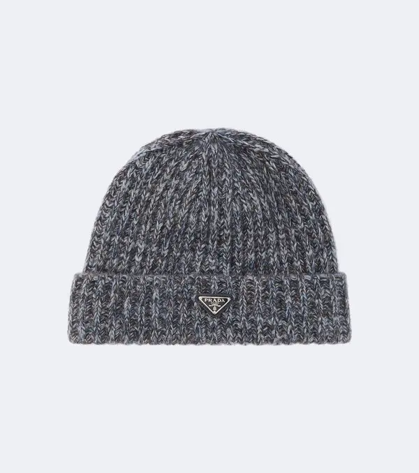 Prada Ribbed-knit Wool And Cashmere Beanie - Blue