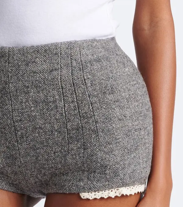 Magda Butrym Herringbone Wool And Cashmere-blend Shorts