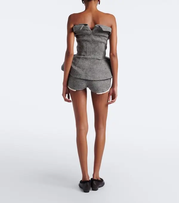 Magda Butrym Herringbone Wool And Cashmere-blend Shorts
