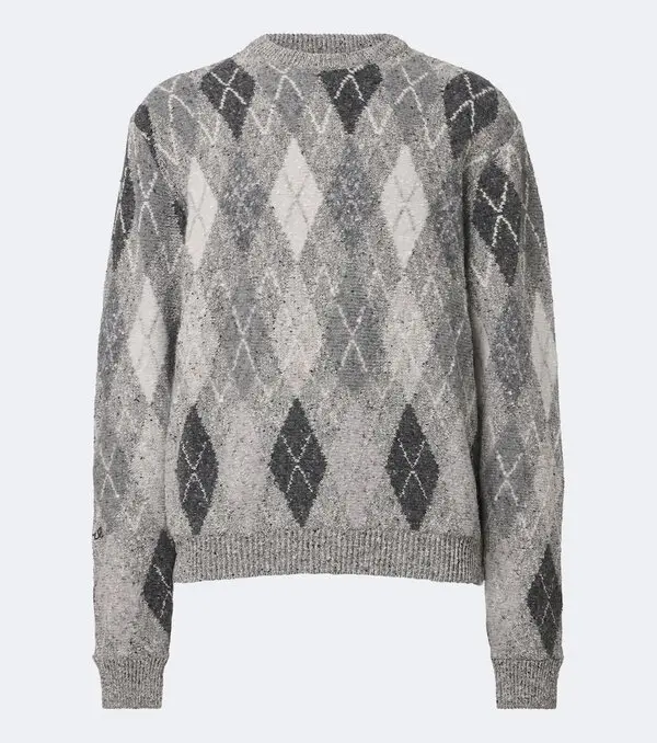 ERL Argyle Cotton And Wool-blend Sweater