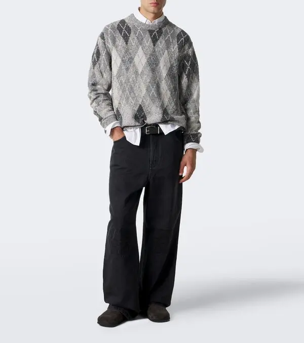 ERL Argyle Cotton And Wool-blend Sweater