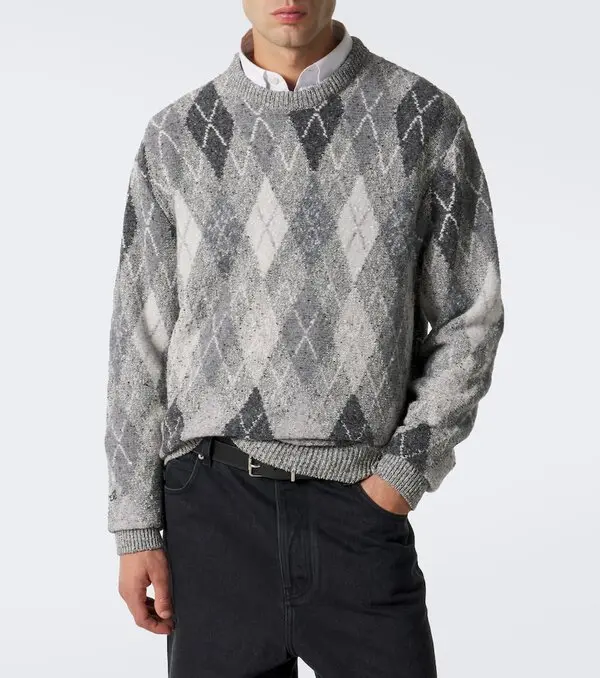 ERL Argyle Cotton And Wool-blend Sweater