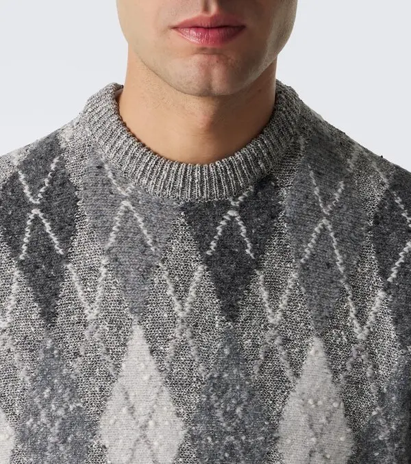 ERL Argyle Cotton And Wool-blend Sweater
