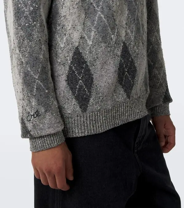 ERL Argyle Cotton And Wool-blend Sweater