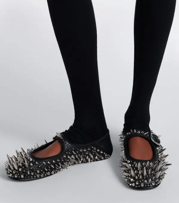 Bottega Veneta Veneziana Spiked Leather Mary Jane Flats