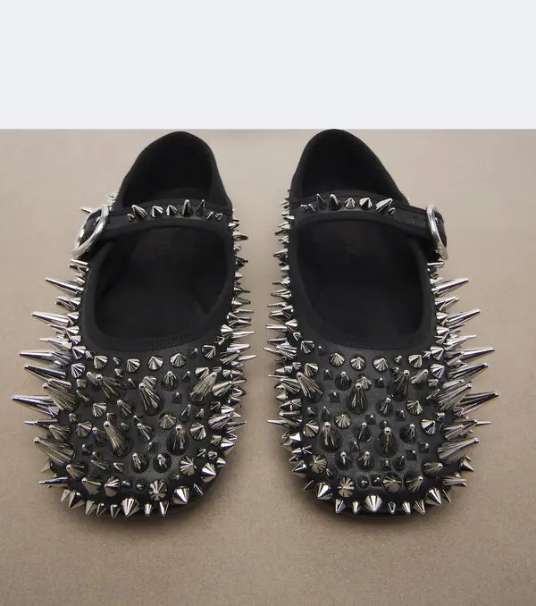 Bottega Veneta Veneziana Spiked Leather Mary Jane Flats