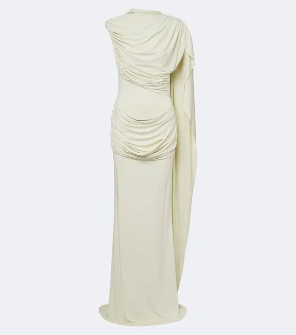 DE LA VALI Draped Jersey Gown - White