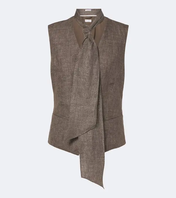Brunello Cucinelli Scarf-detail Linen Vest