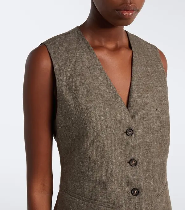 Brunello Cucinelli Scarf-detail Linen Vest