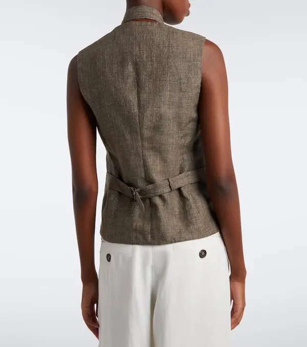 Brunello Cucinelli Scarf-detail Linen Vest