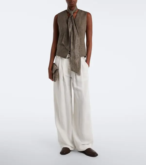 Brunello Cucinelli Scarf-detail Linen Vest