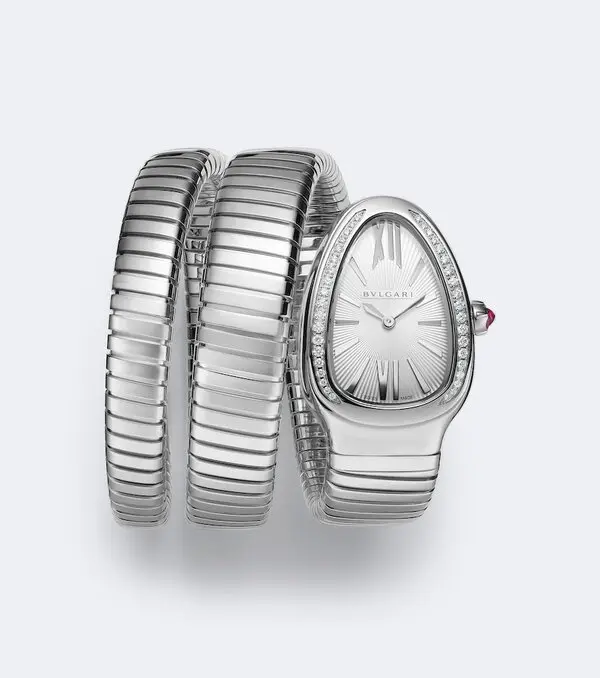 BVLGARI Serpenti Tubogas Embellished Stainless Steel Watch - Silver