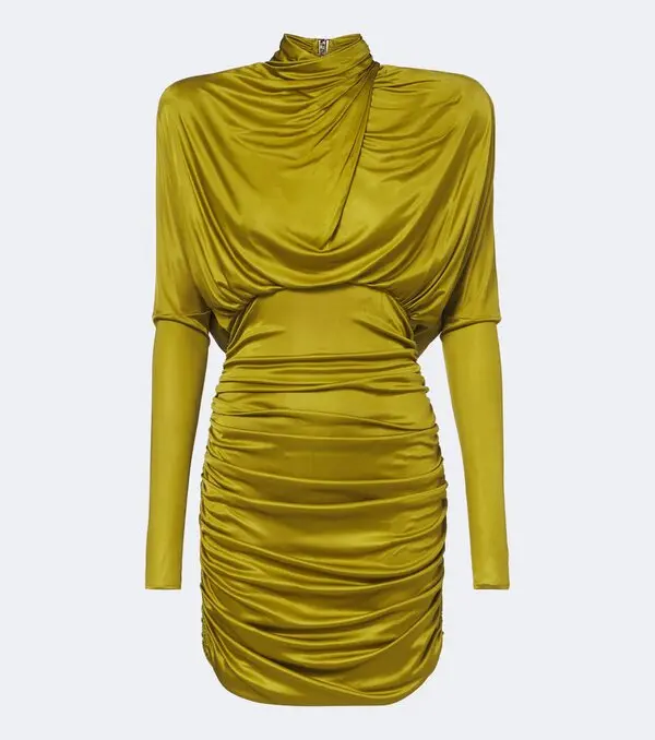 Balmain Draped Open-back Jersey Minidress - Green