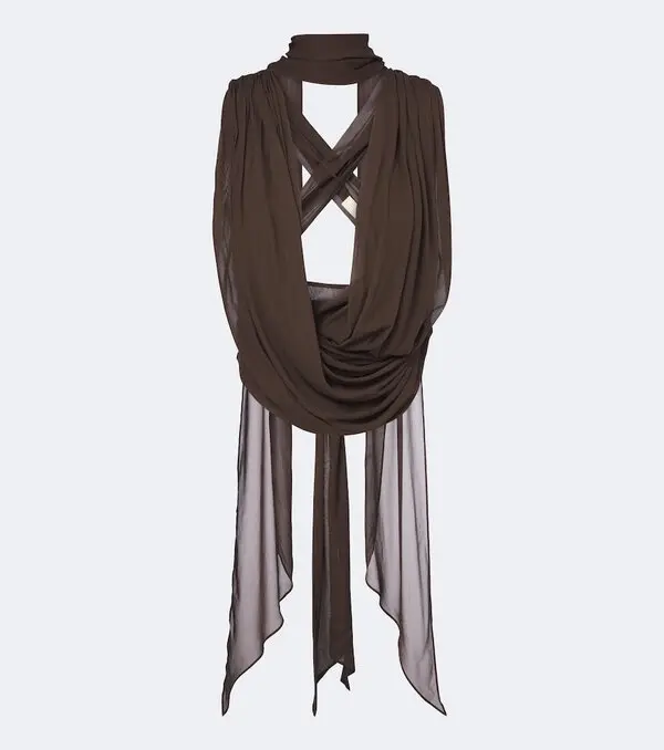 DE LA VALI Isolde Draped Goergette Top - Brown