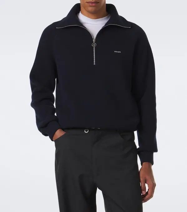 Prada Wool And Cashmere Half-zip Sweater