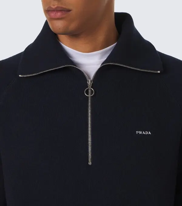 Prada Wool And Cashmere Half-zip Sweater