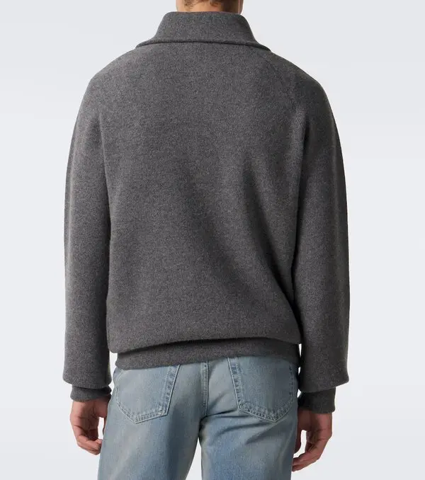 Prada Wool And Cashmere Half-zip Sweater - Grey