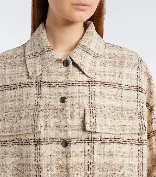 Brunello Cucinelli Checked Cotton, Silk, And Hemp-blend Jacket