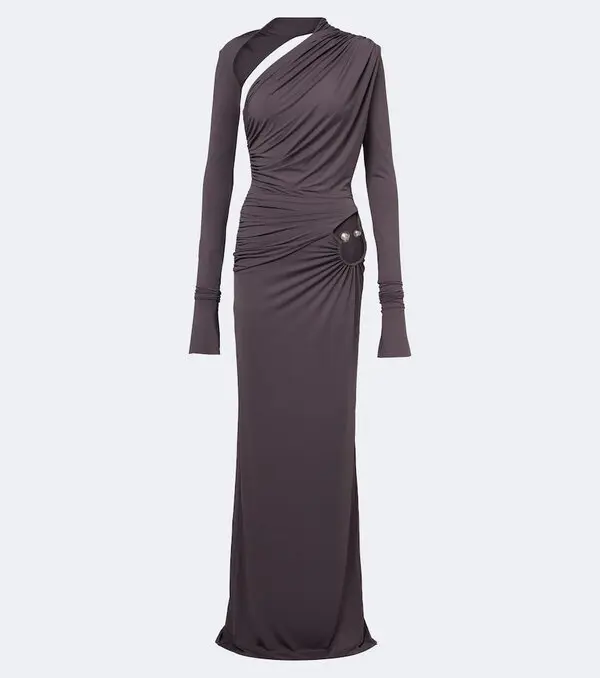 DE LA VALI Jade Cutout Asymmetric Jersey Gown