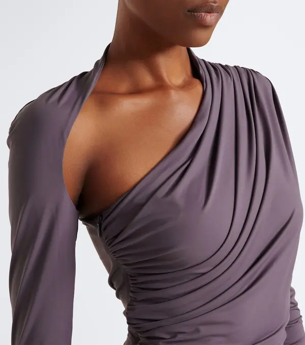 DE LA VALI Jade Cutout Asymmetric Jersey Gown