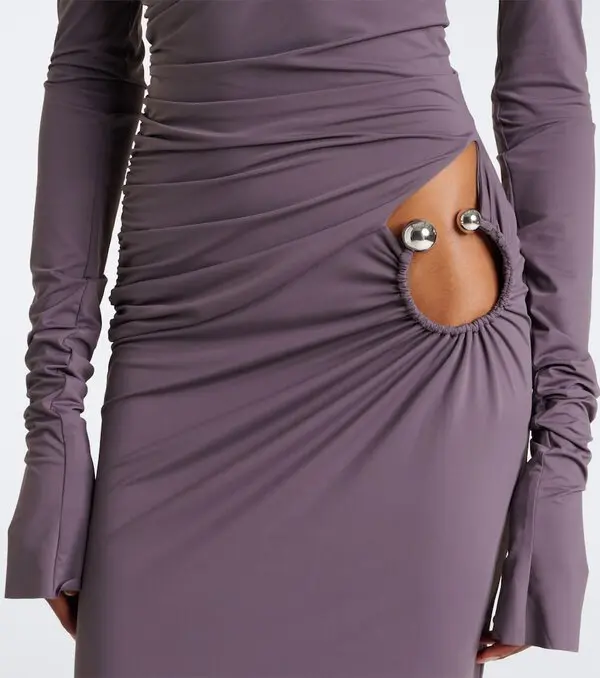 DE LA VALI Jade Cutout Asymmetric Jersey Gown