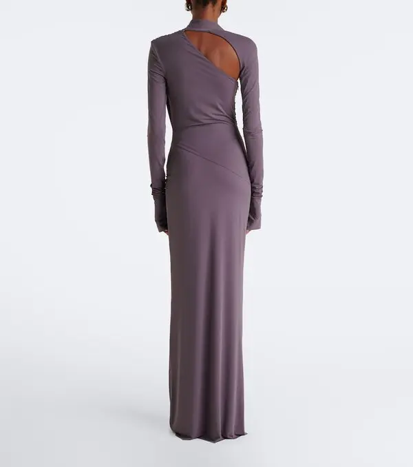 DE LA VALI Jade Cutout Asymmetric Jersey Gown