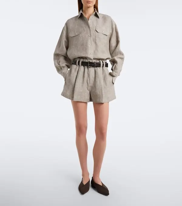 Brunello Cucinelli Monili Linen Shorts