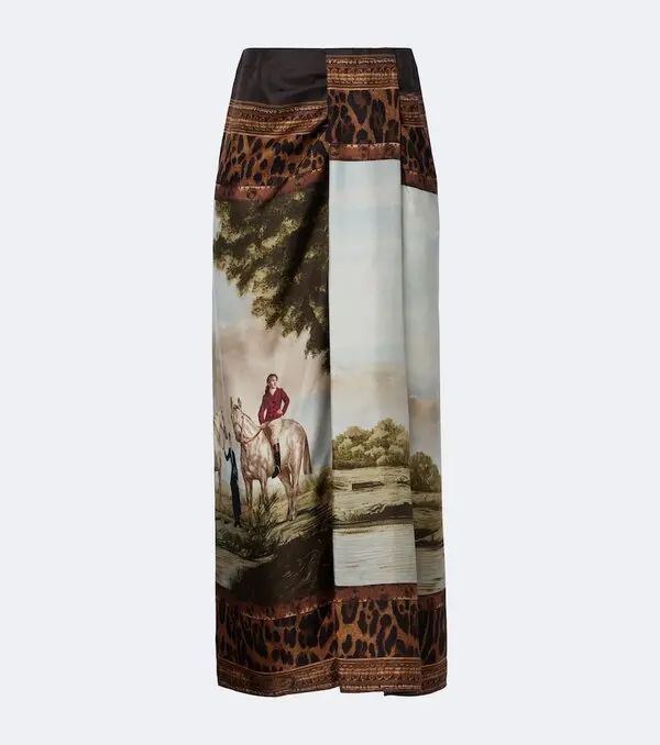 Ralph Lauren Debbie Printed Silk Twill Midi Skirt - Multicoloured