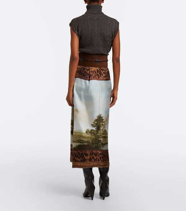 Ralph Lauren Debbie Printed Silk Twill Midi Skirt