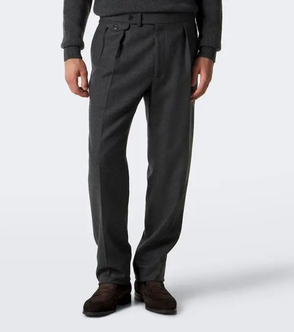 Ralph Lauren Purple Label Gregory Pleated Wool Straight Pants