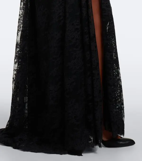 Monique Lhuillier Embellished Lace Bustier Gown