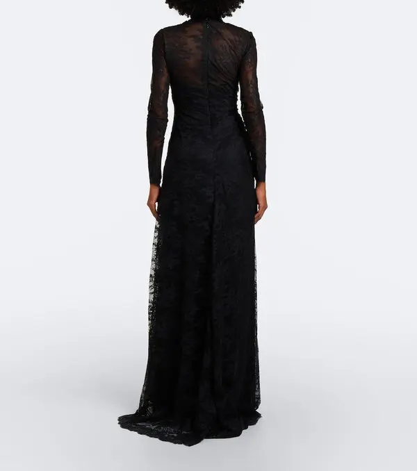 Monique Lhuillier Embellished Lace Bustier Gown