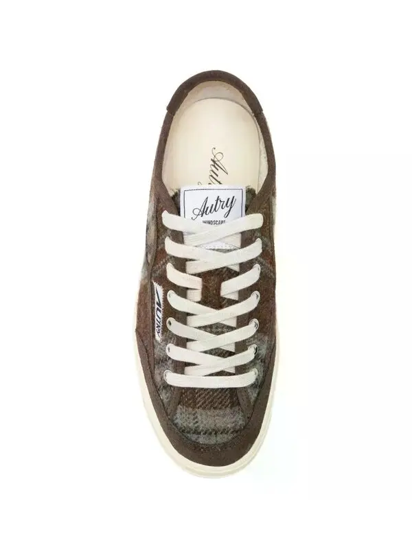 AUTRY Windscape Check-pattern Leather-trim Sneakers - Brown
