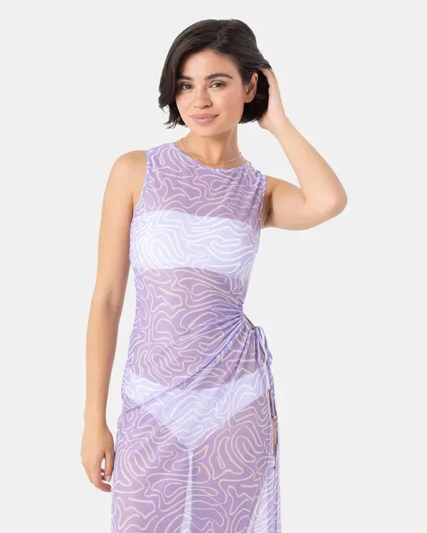 Roxy Sunshine State Of Mind Open Side Mesh Cover Up Dress
