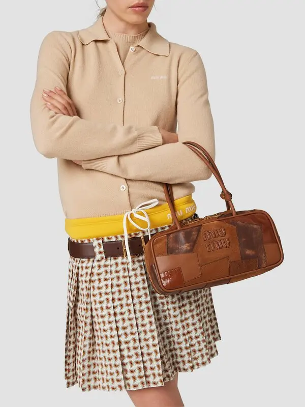 Miu Miu Beau Leather Patchwork Top Handle Bag