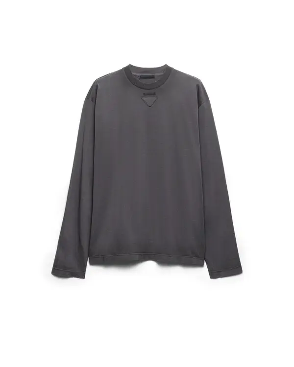 Prada Long-sleeved Cotton T-shirt - Grey