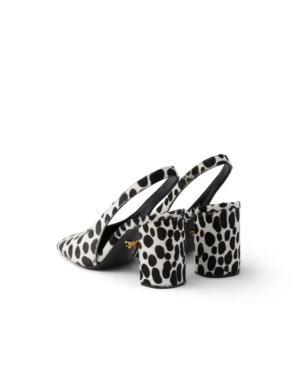 Prada Printed Calf Hair Leather Slingback Pumps