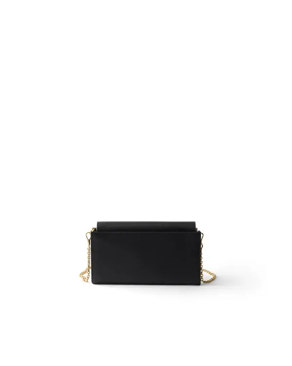Prada Saffiano Leather Wallet With Shoulder Strap