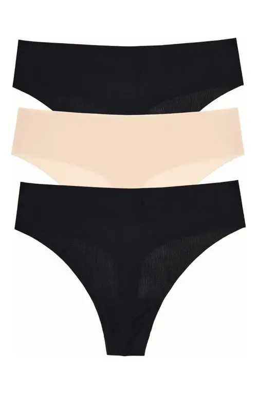 Honeydew Intimates Like Nothing Assorted 3-pack Thongs - Black/nude/black