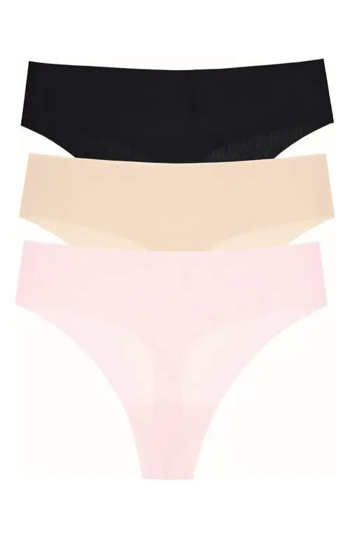 Honeydew Intimates Like Nothing Assorted 3-pack Thongs - Black/nude/budding Pink