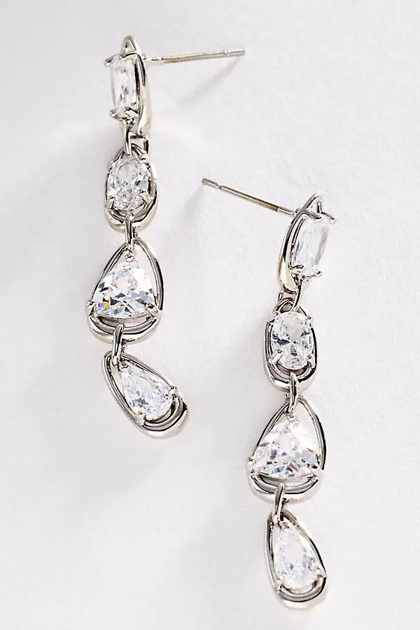 Anthropologie Crystal Drop Earrgs - Silver