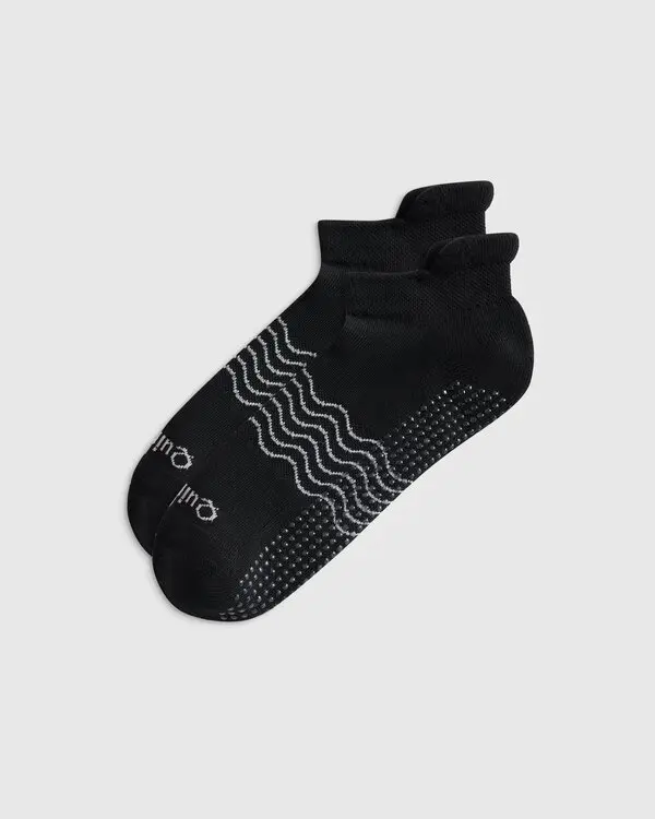 Quince Pilates Everyday Cotton Gripper Ankle Sock - Black