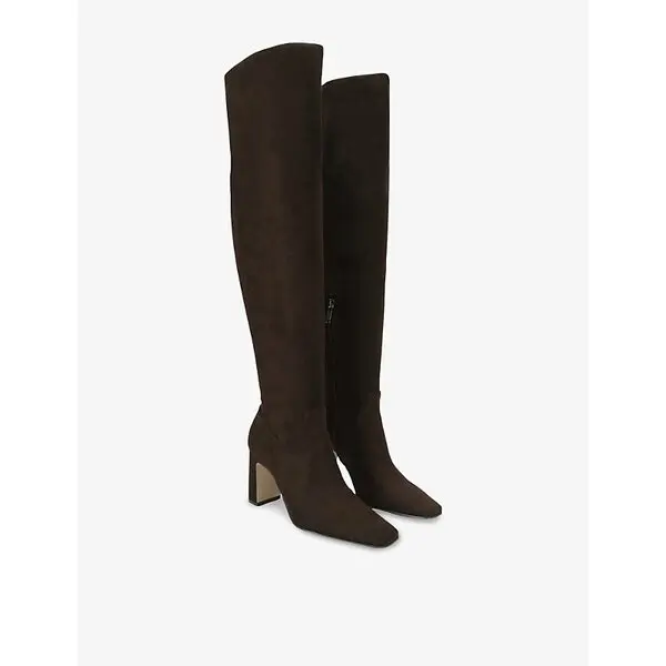 Steve Madden Fair Play Faux-suede Heeled Knee-high Boots - Dark Brown