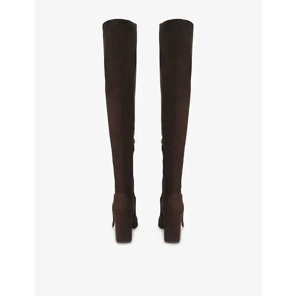 Steve Madden Fair Play Faux-suede Heeled Knee-high Boots - Dark Brown