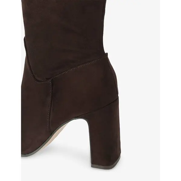 Steve Madden Fair Play Faux-suede Heeled Knee-high Boots - Dark Brown