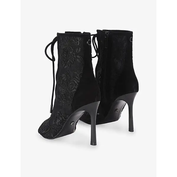 Carvela Corsetta Lace And Suede Heeled Ankle Boots