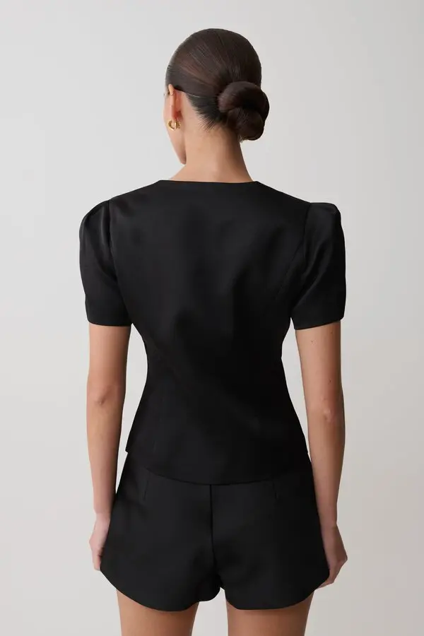 Meshki Anne Short Sleeve Satin Top
